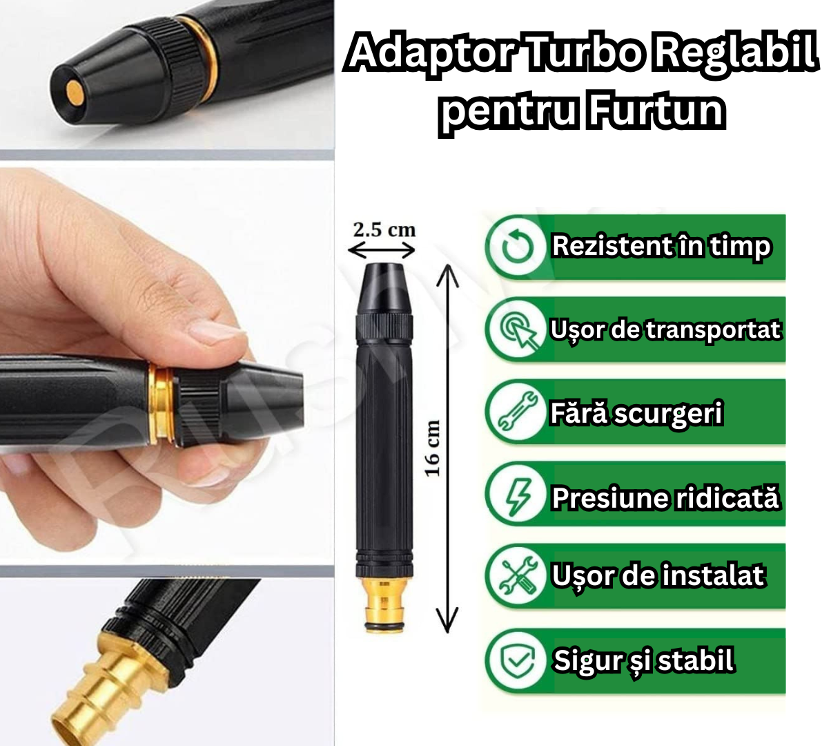 Adaptor Turbo Reglabil pentru Furtun – Temishop